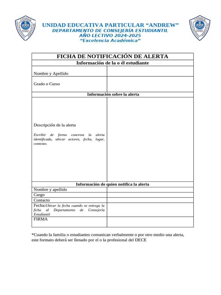Fichas de Alerta Dece | PDF