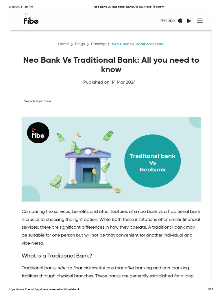 Neo Banks vs Traditional Banks Explained | PDF | Banks | Reserve Bank ...