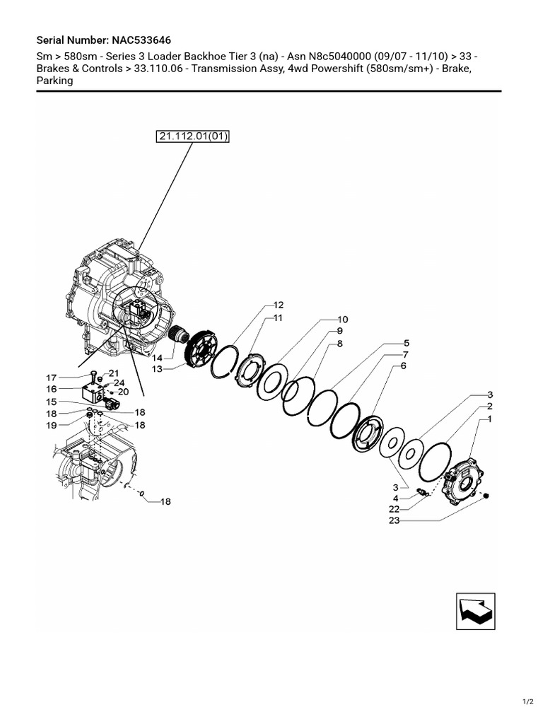 33.110.06 Transmission Assy 4wd Powershift (580sm SM) Brake Parking ...