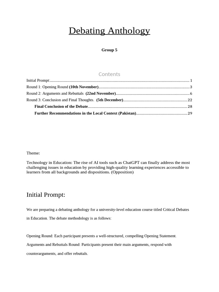 Debating AI in Education: Pros and Cons | PDF | Intelligence (AI ...