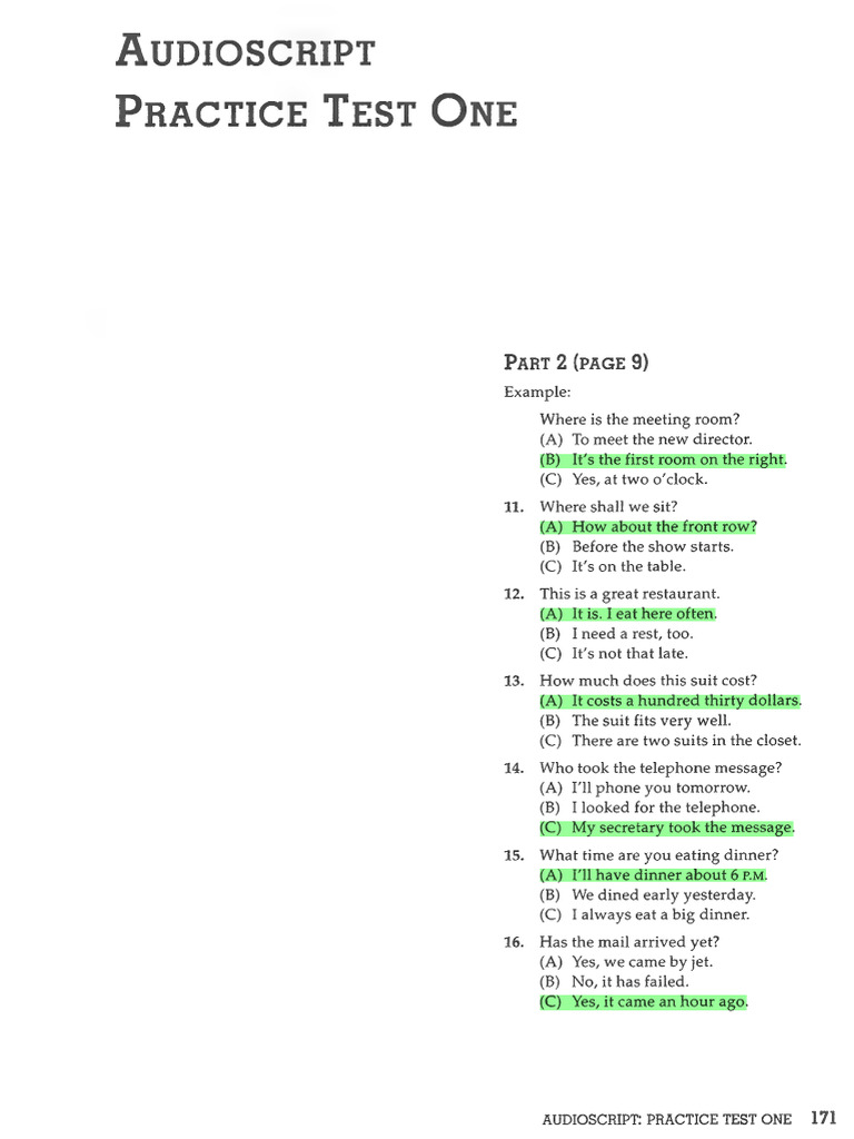 Longman Preparation Series For The New TOEIC Audioscripts - TB | PDF