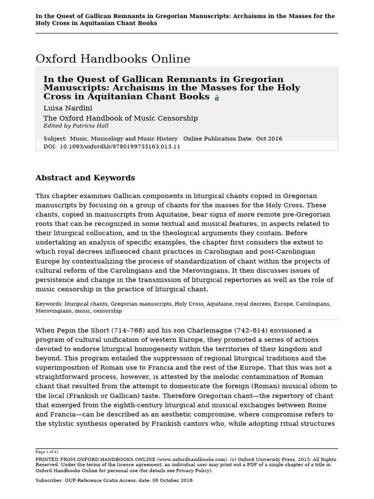 In The Quest of Gallican Remnants in Gre | PDF | Gregorian Chant | Mass ...