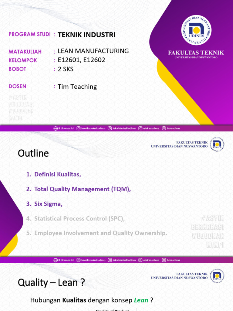 Lean Manufacturing & Quality Management | PDF