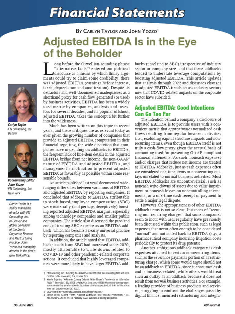 Adjusted EBITDA Trends Analysis | PDF | Economies | Financial Accounting