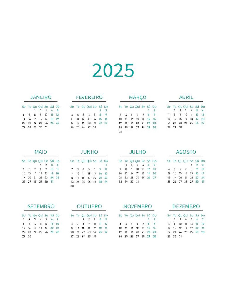 Calendario 2025 em Lingua Portuguesa Inicio Da Semana Na Segunda Feira Grafico Vetorial 672838 ...