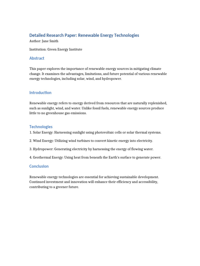 Enhanced Research Paper Renewable Energy | PDF