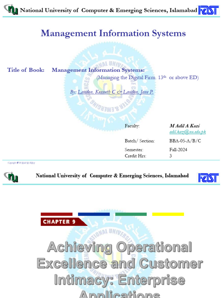 9-CS 3003 MIS Achieving Operational Excellence and Customer Intimacy ...