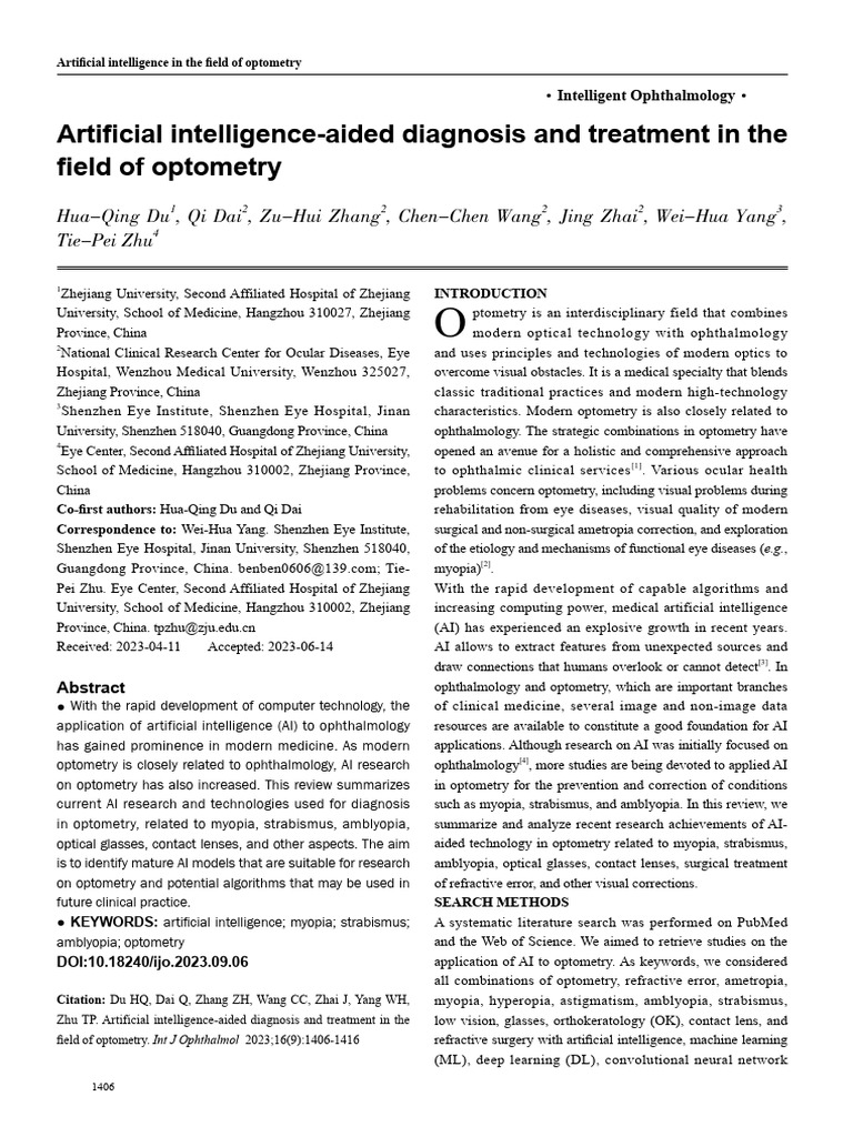 AI in Optometry | PDF | Myopia | Optometry