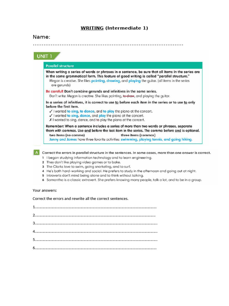 Writing Interm 1 | PDF
