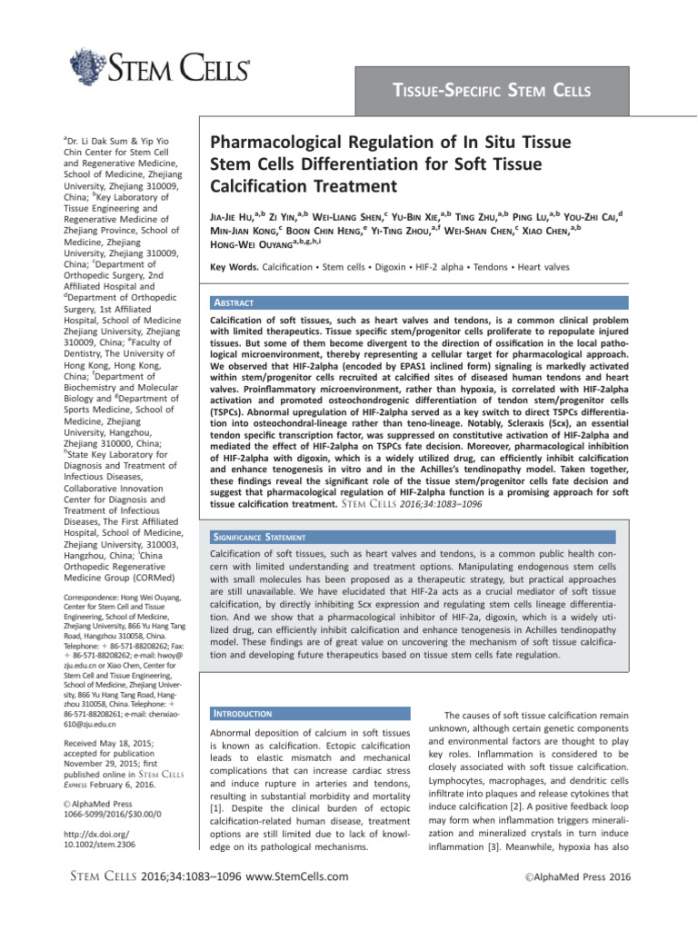 Pharmacological Regulation of in Situ Tissue | PDF | Histology | Stem Cell
