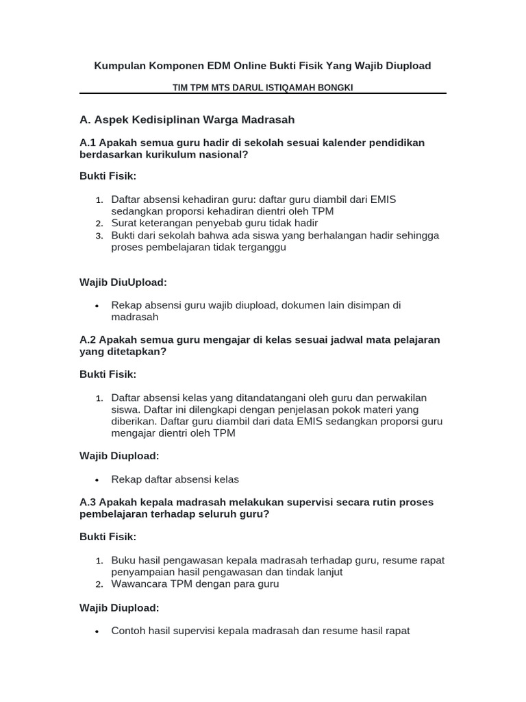 Kumpulan Komponen EDM Online Bukti Fisik | PDF