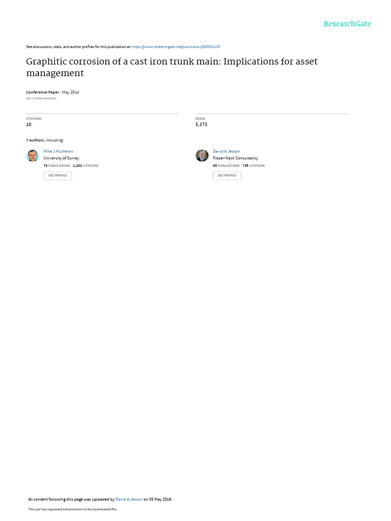 Graphitic_corrosion_of_a_cast_iron_trunk_main_Impl | PDF | Corrosion | Soil