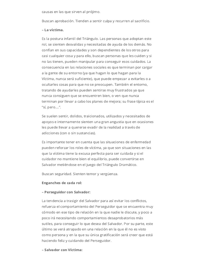 El Triángulo Dramático de Karpman Part5 | PDF