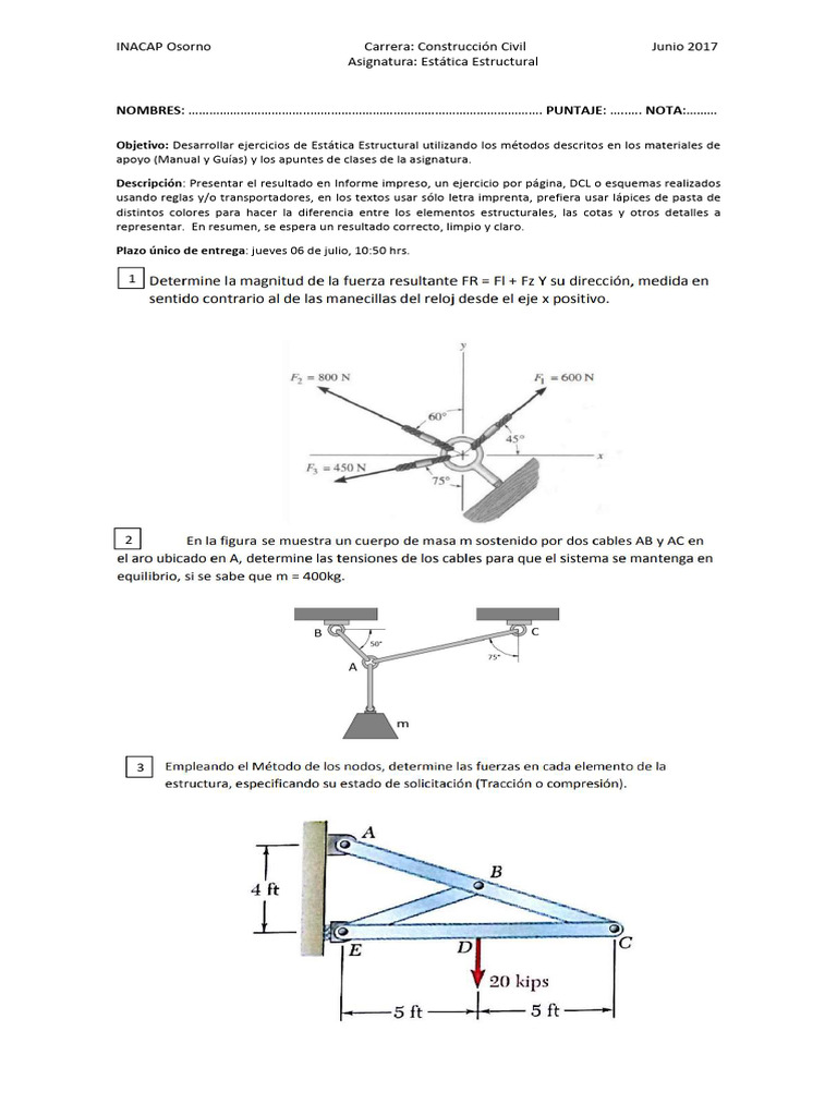 Informe de Estática Estructural | PDF