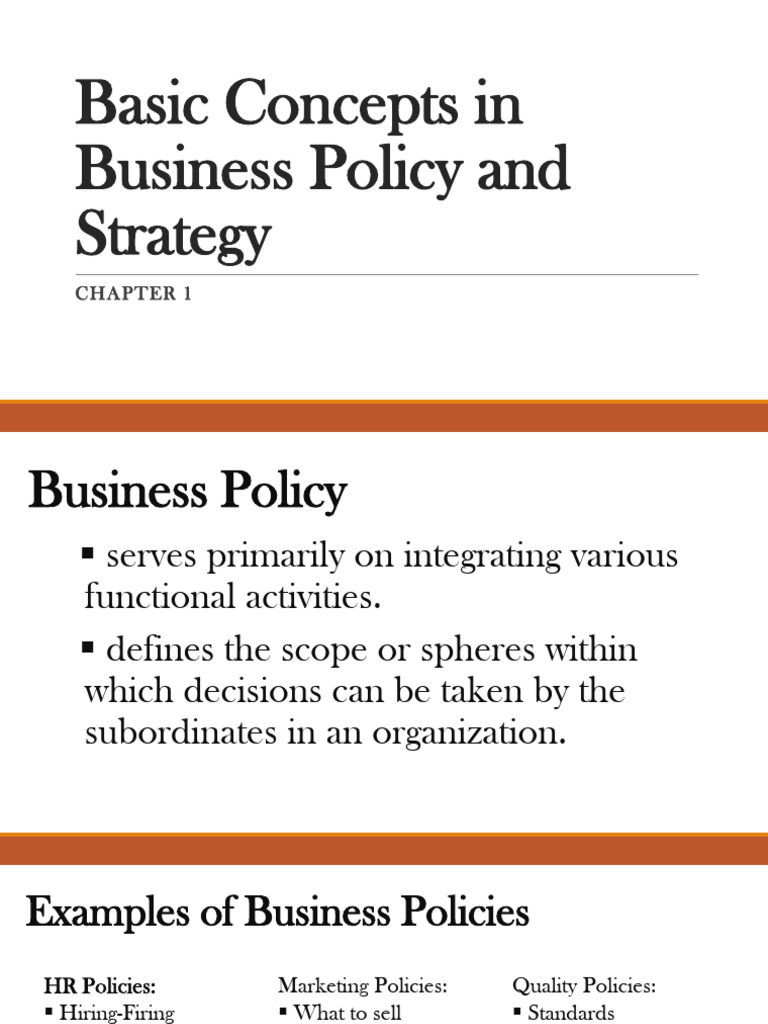 Chapter 1 - Basic Concepts in Business Policy and Strategy | PDF ...
