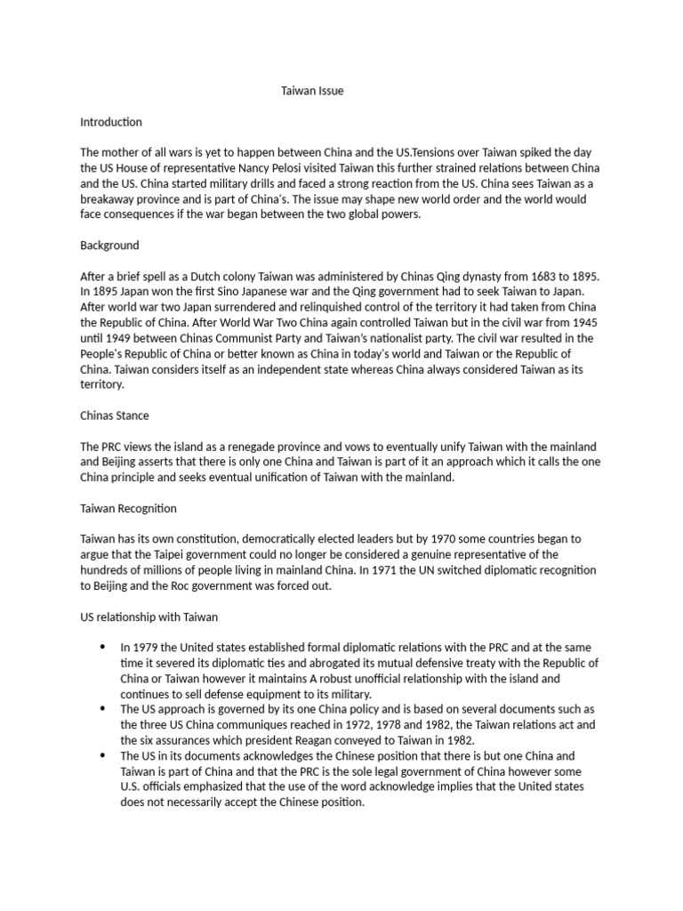 Taiwan Issue | PDF | Taiwan | International Relations