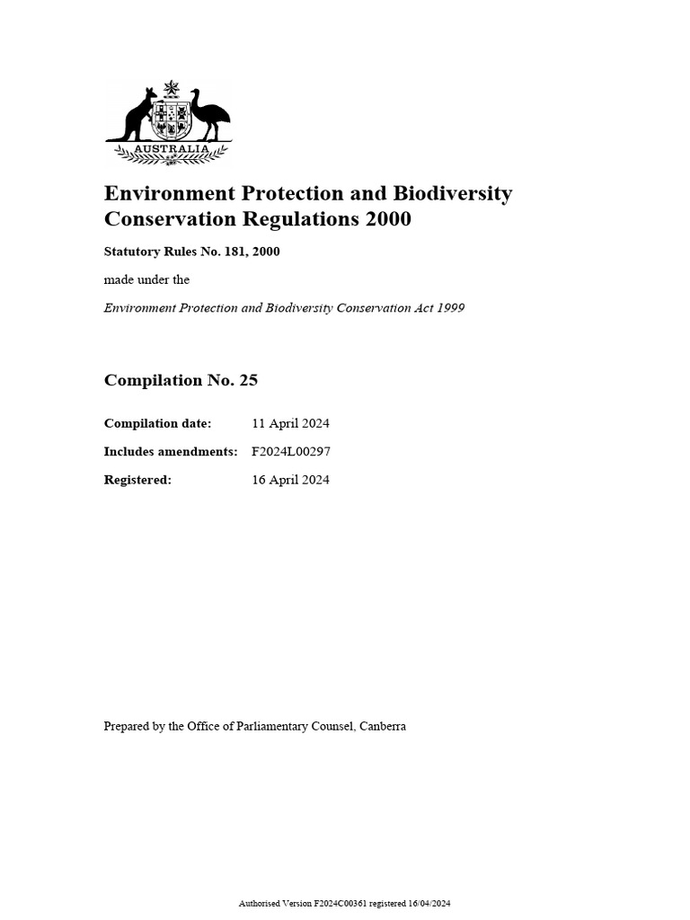 Environment Protection and Biodiversity Conservation Regulations 2000 ...
