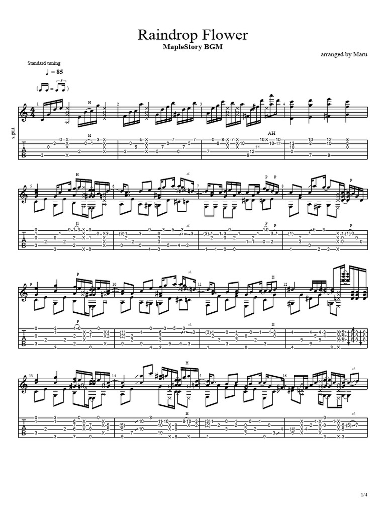 Raindrop Flower Guitar Tab | PDF