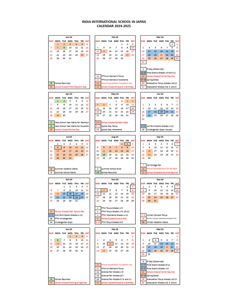 IISJ School Calendar 2025-26 | PDF | Astrology | Technical Factors Of Astrology