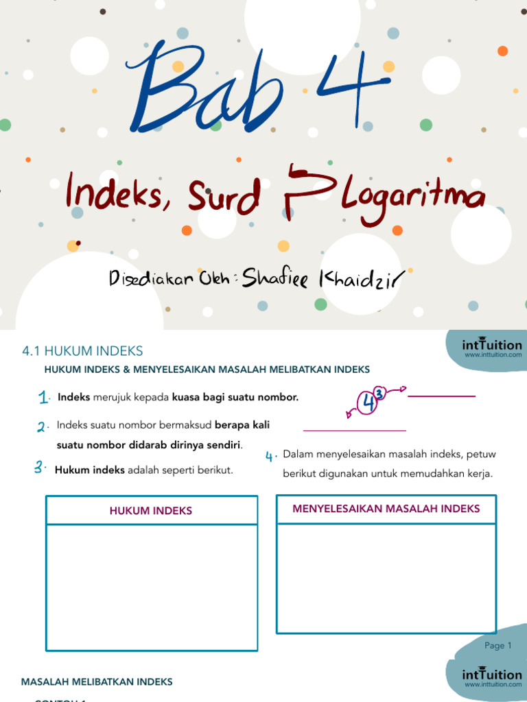 Bab 4- Indeks, Surd - Logaritma | PDF