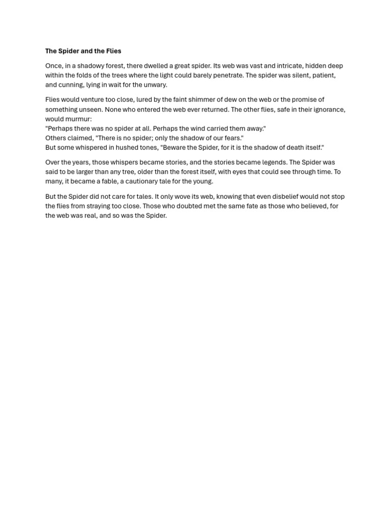 The Spider and The Flies | PDF