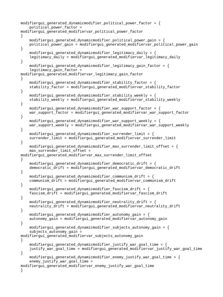 Modifiergui Generated Dynamic Modifiers | PDF