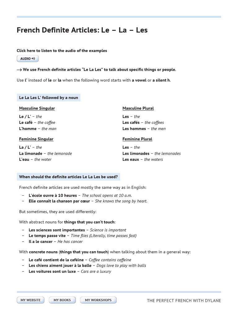 2.the Perfect French - French Definite Articles - | PDF | Grammatical ...
