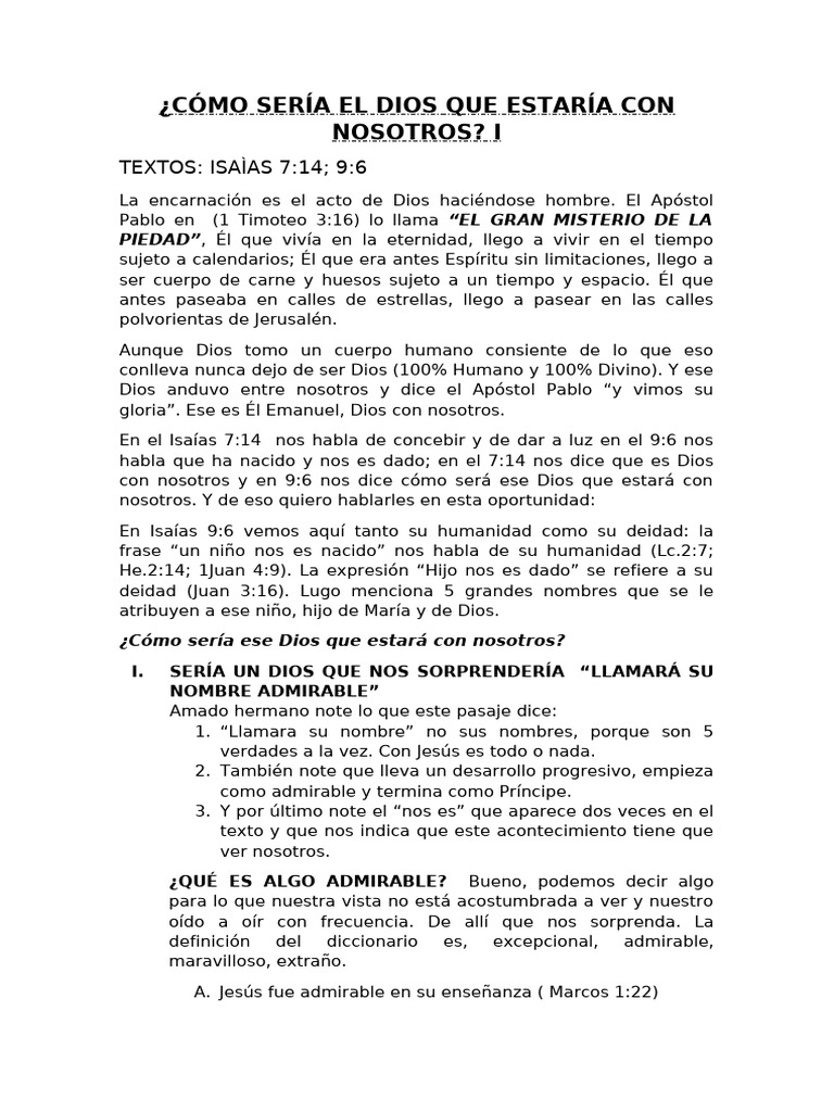 El Dios Admirable con Nosotros | PDF | Jesús | Dios