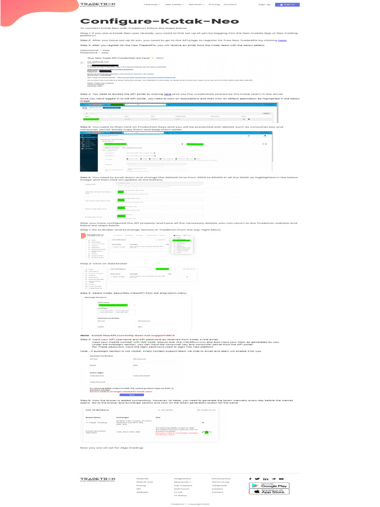 Tradetron Tech HTML View Configure Kotak Neo | PDF | Login | Password