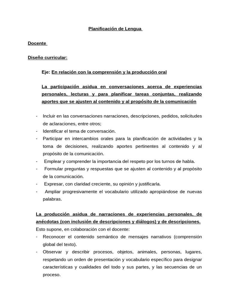 Planificación de Lengua para Tercer grado | PDF | Puntuación | Narración