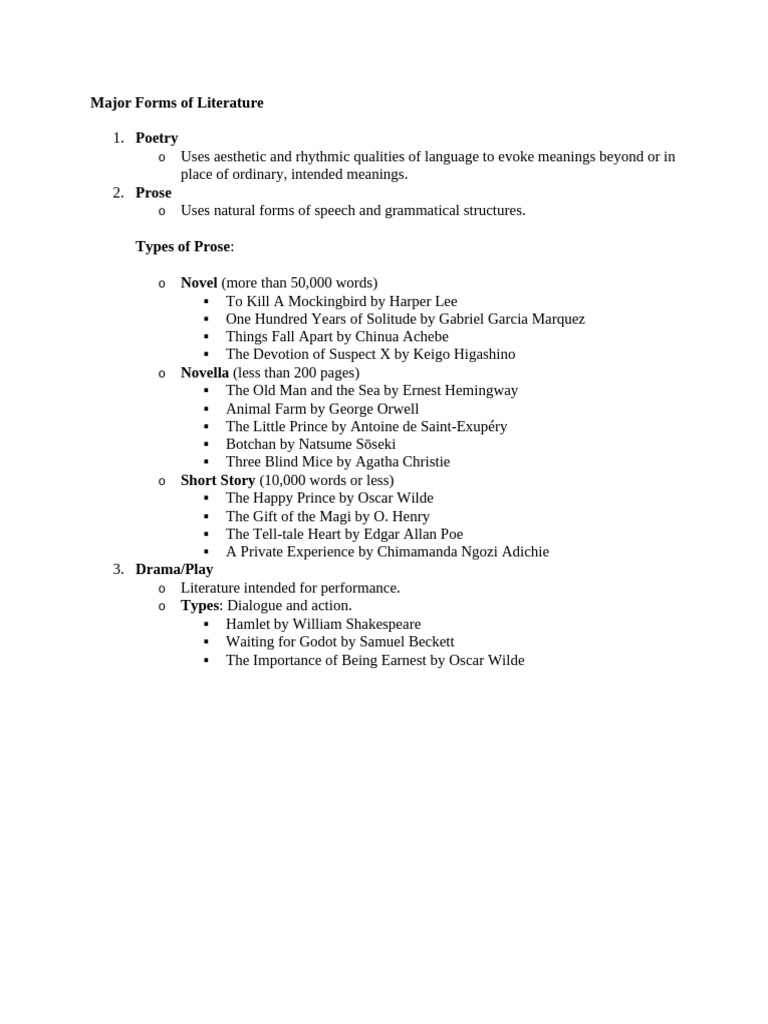Major Literary Forms Explained | PDF