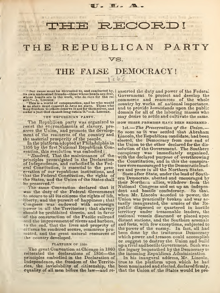 Recordrepublican 00 Unio | PDF | Abraham Lincoln | Republican Party ...