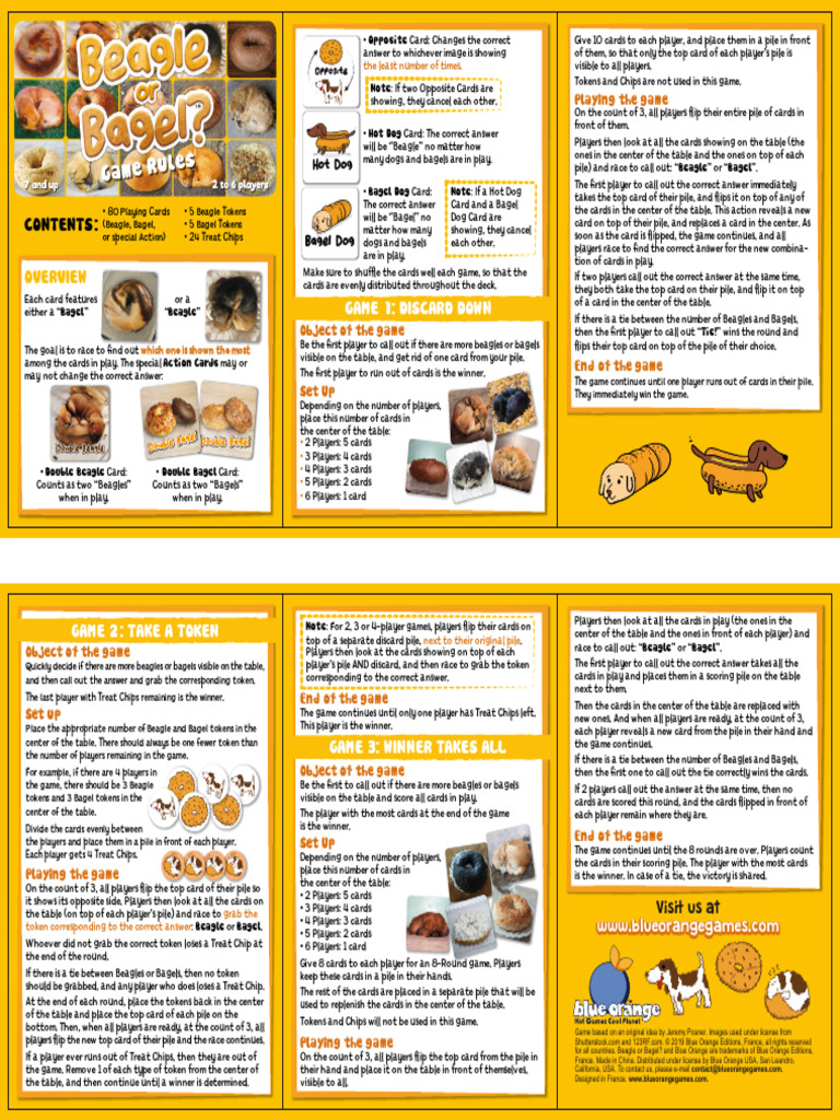 Beagle or Bagel Card Game Guide | PDF | Sports | Ephemera