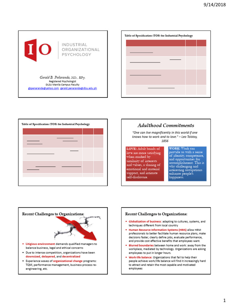 IO PSYCHOLOGY Review Handouts by GBPenaranda | PDF | Industrial And ...