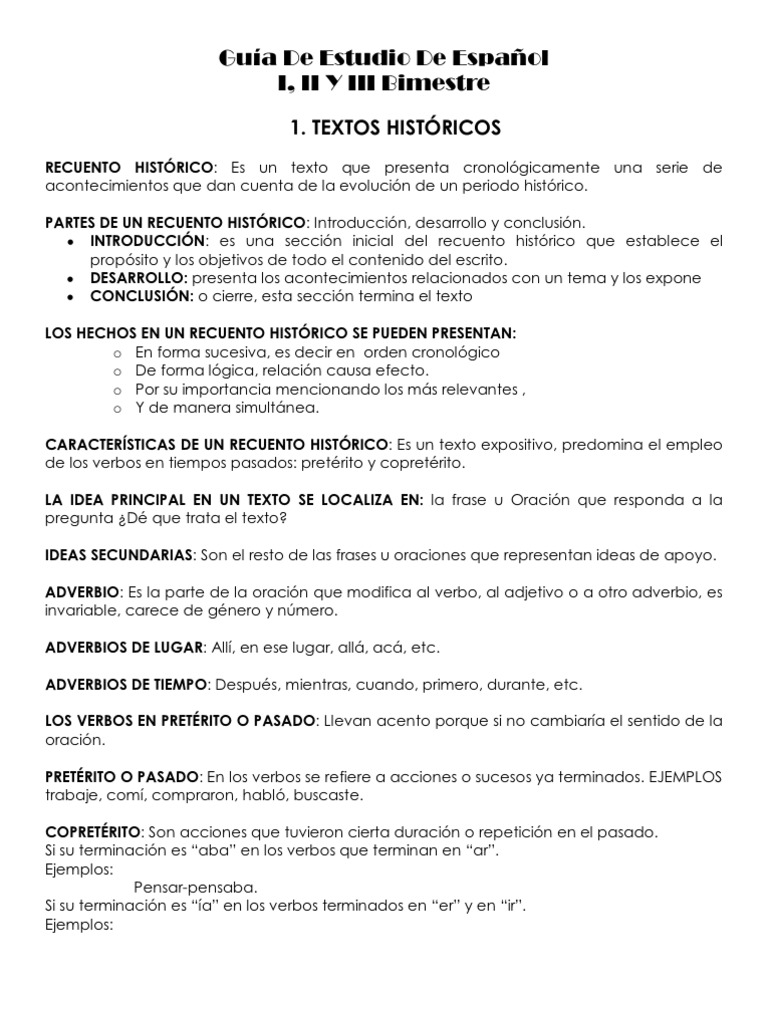 Guia de Estudio de Español para Secundaria | PDF | Artes del Lenguaje y ...