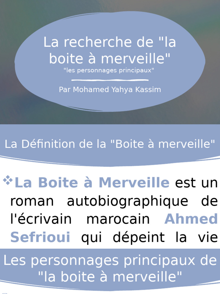 Les Personnages Principaux de La Boite À Merveille | PDF