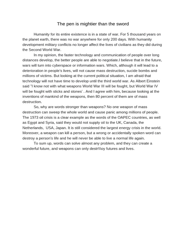 The Pen Is Mightier Than The Sword | PDF