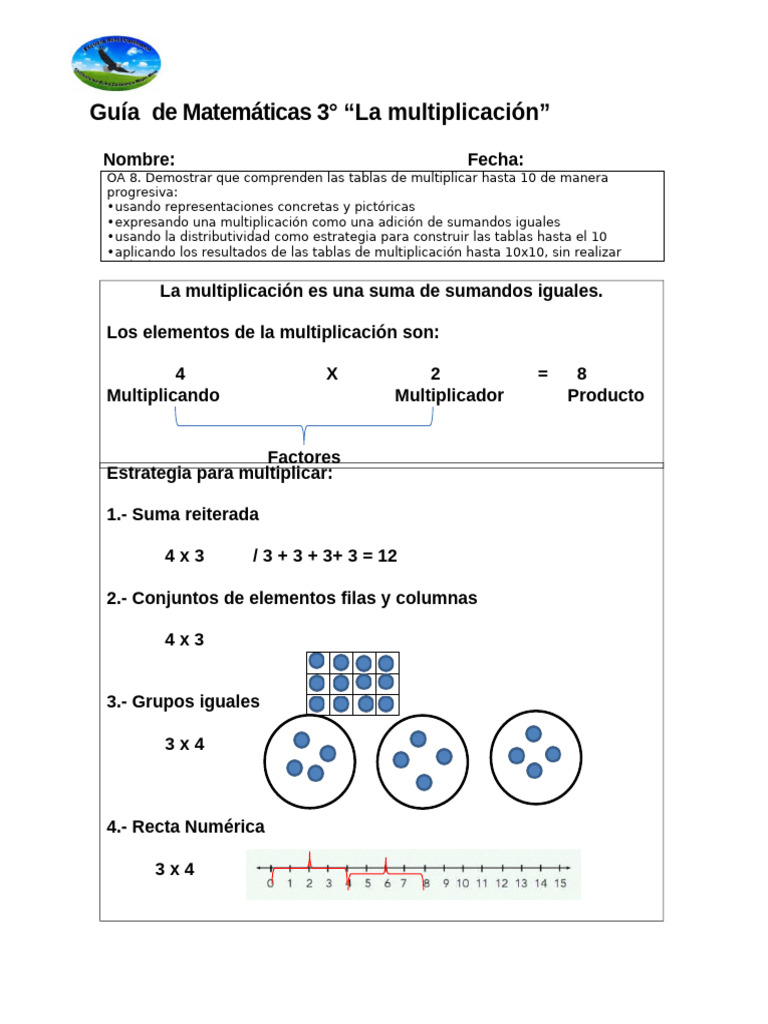 Guia Multiplicacion-3° básico. | PDF | Multiplicación | Matemáticas
