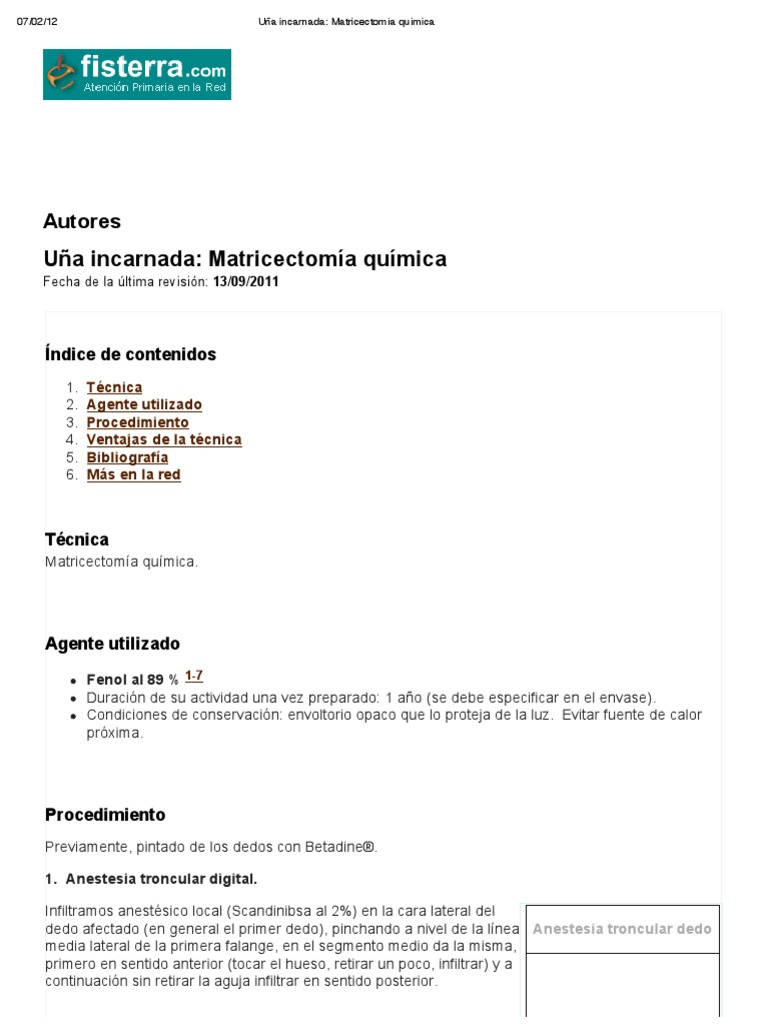 Uña Incarnada - Matricectomía Química | PDF | Especialidades Medicas ...