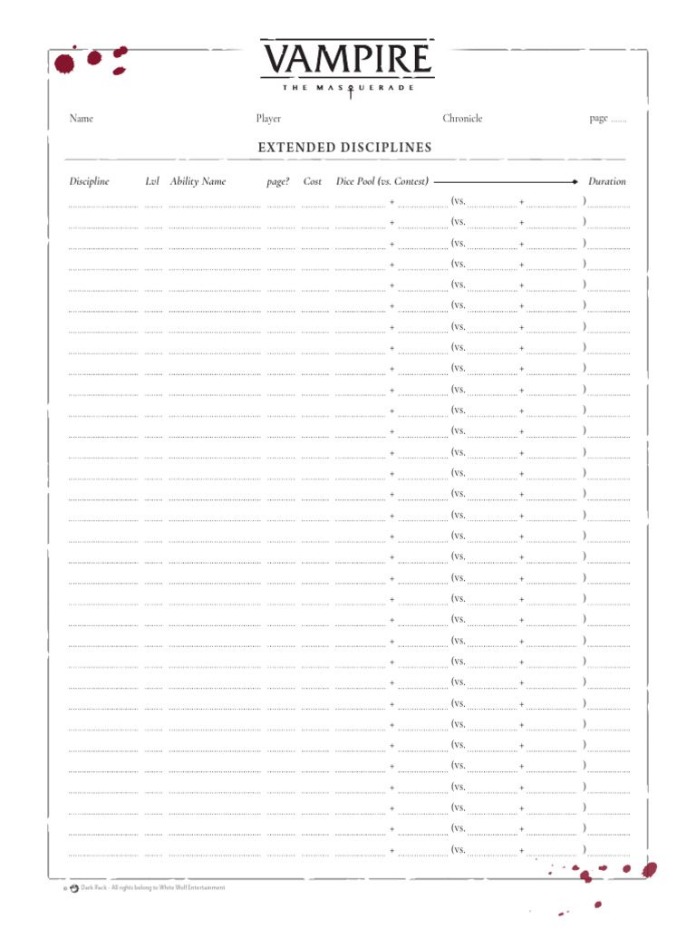 VtM5e en Extra ExtDisciplines ClanLayer | PDF | Tabletop Games