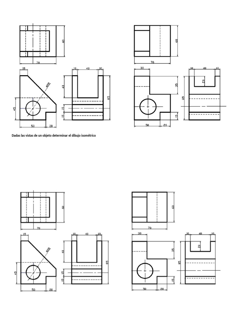 Dadas las vista de un objeto determinar el dibujo isométrico (3) | PDF