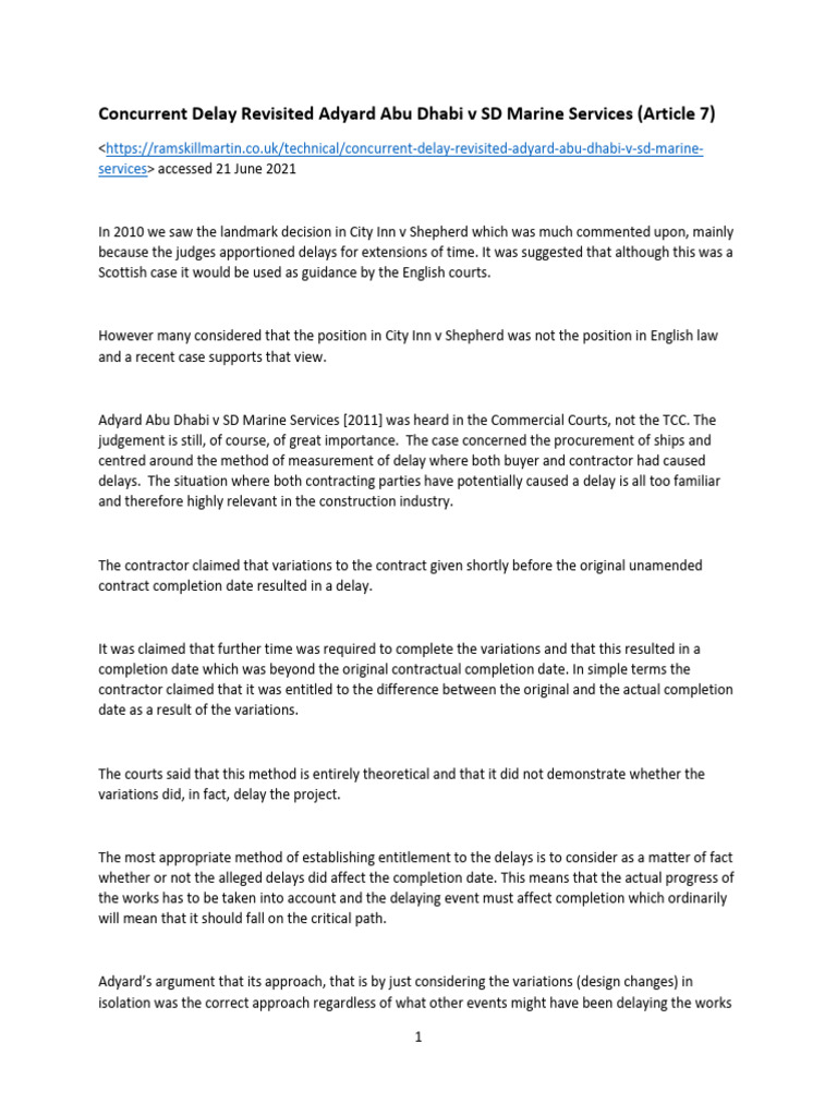 Notes - Concurrent Delay - 0. Without Contemporary Programme | PDF ...