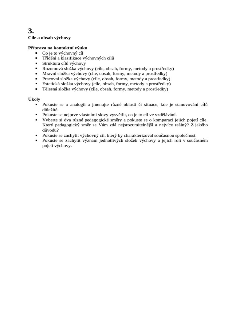 3 - Cíle A Obsah Výchovy | PDF
