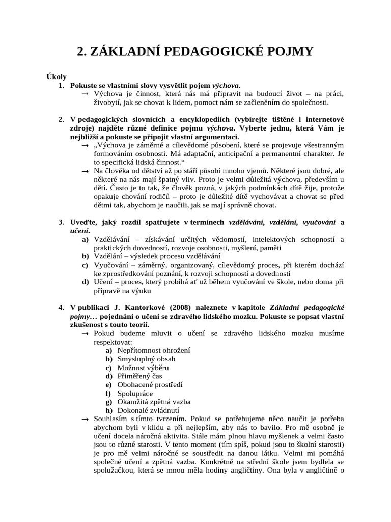 2 - Základní Pedagogické Pojmy | PDF