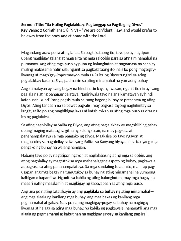 Kuya Mike Commital Sermon | PDF