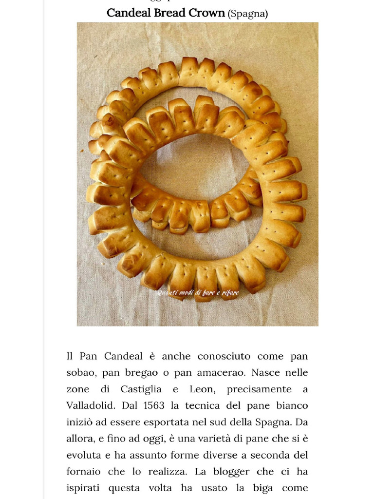 Ricetta Pane Spagnolo Candela Bread Crown | PDF