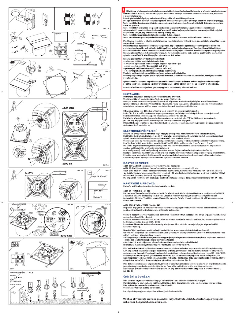 Návod - Cata E-100 GTH | PDF