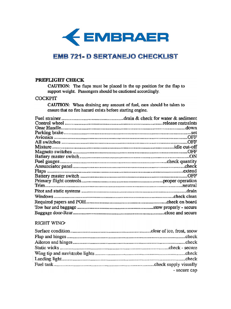 SERTANEJO Emergency Procedures Checklist | PDF