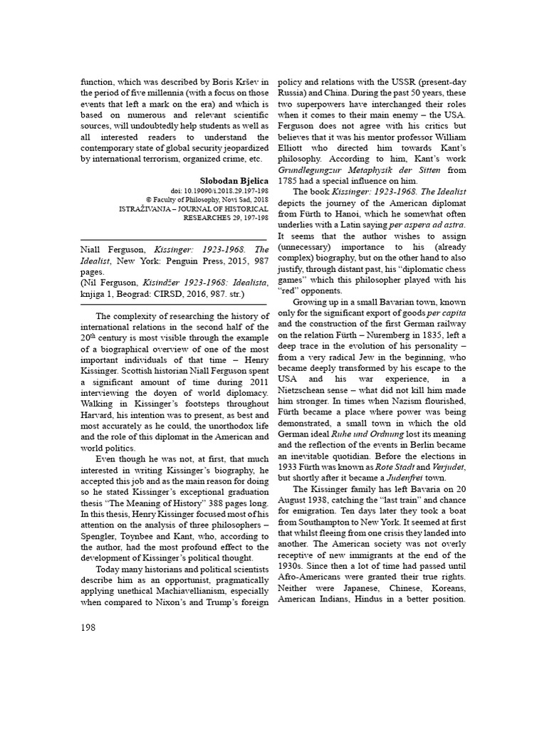 Niall Ferguson Kissinger 1923 1968 The I | PDF | Henry Kissinger | International Relations