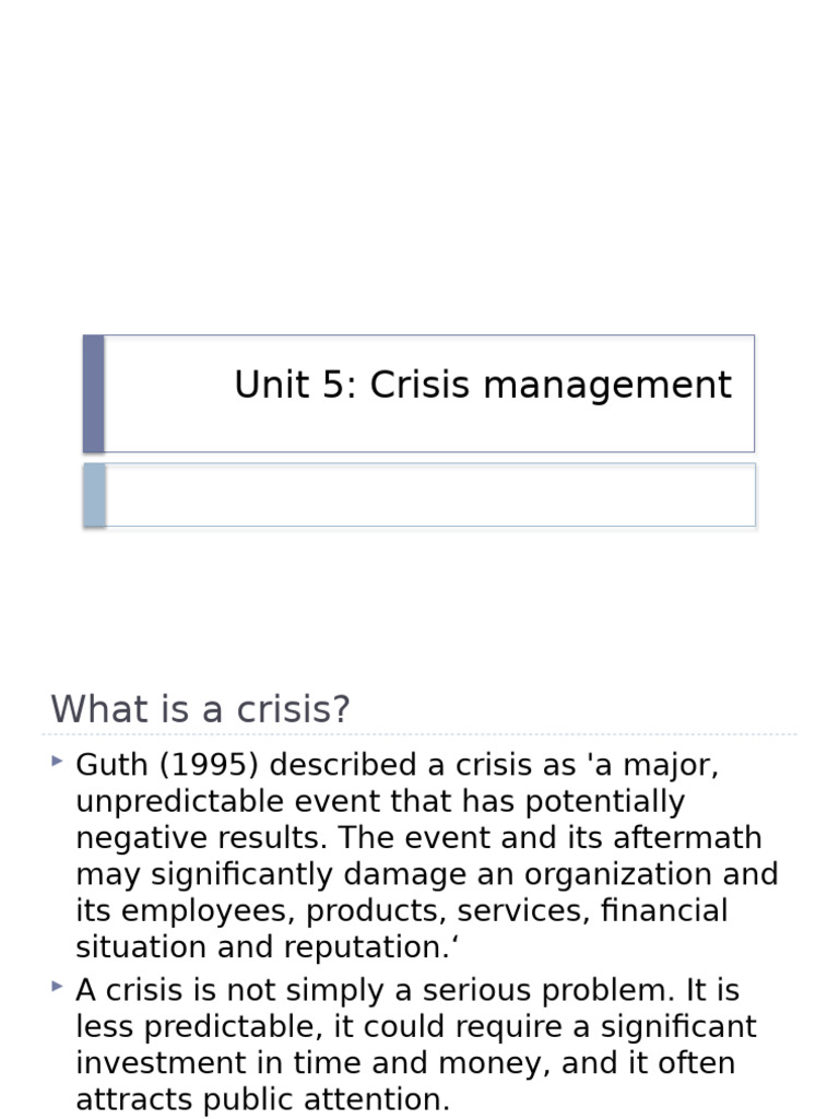 Unit 5 Crisis Management | PDF | Crisis Management | Communication